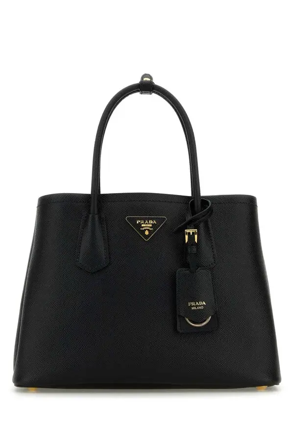 Prada Leather Small Double Handbag - Black