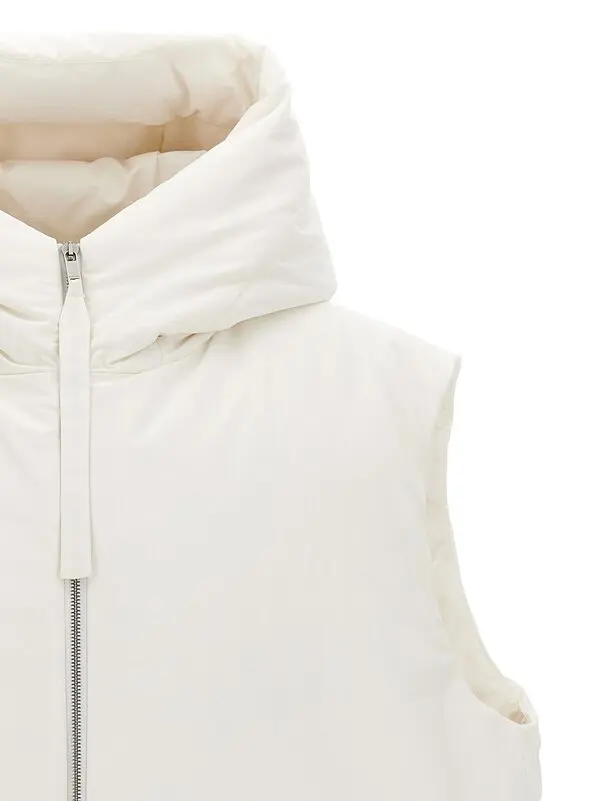 JIL SANDER 01' Padded Nylon Vest With Hood - White