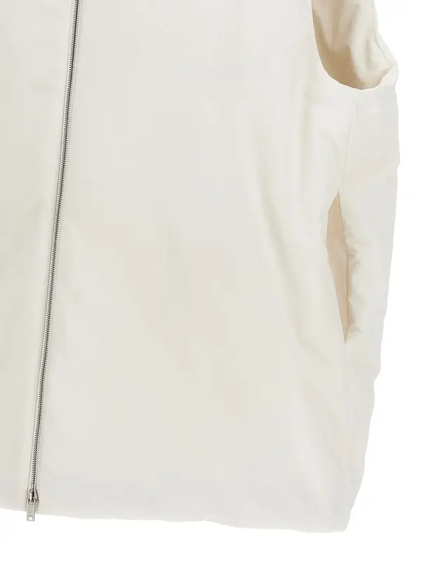 JIL SANDER 01' Padded Nylon Vest With Hood - White