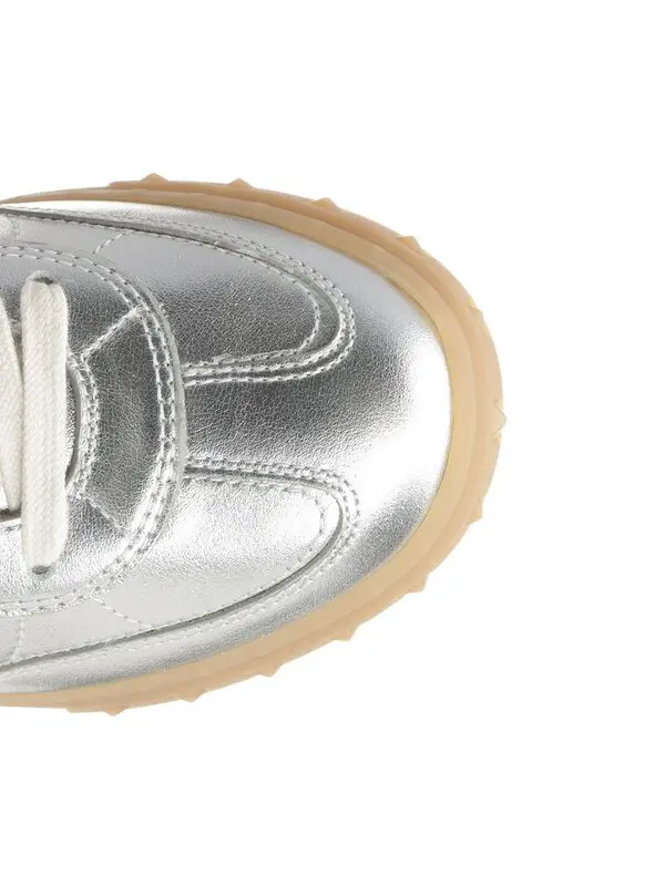 Valentino Garavani Upvillage Sneaker In Laminated Calfskin - Silver