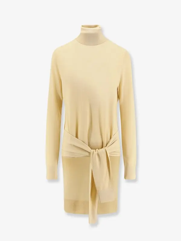TOTEME Wool And Silk High Neck Long Sleeve Knit - Gold