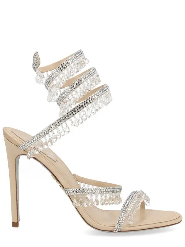Rene Caovilla Embellished Leather Sandals - Cream