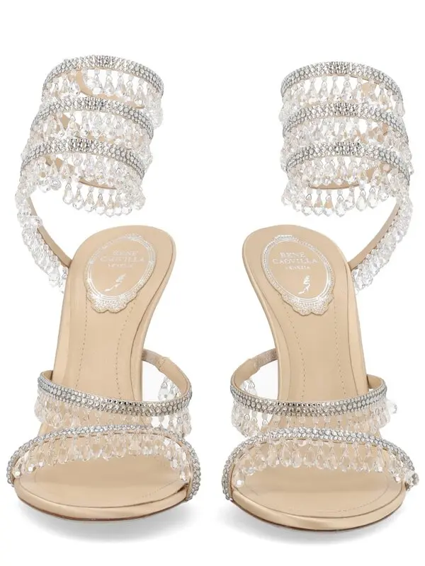 Rene Caovilla Embellished Leather Sandals - Cream