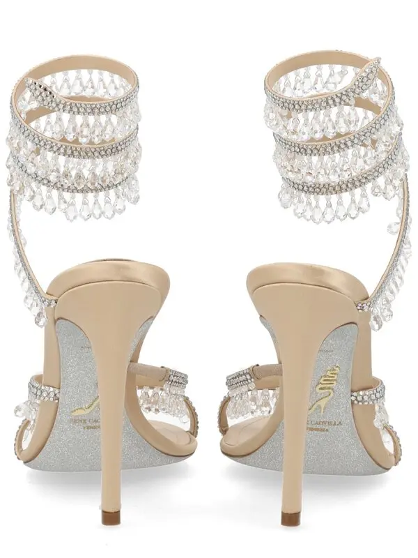 Rene Caovilla Embellished Leather Sandals - Cream
