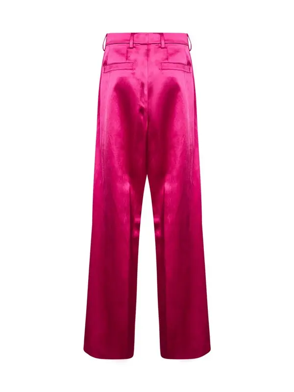 Dries Van Noten Fuchsia Satin Wide-leg Trousers - Multicolor