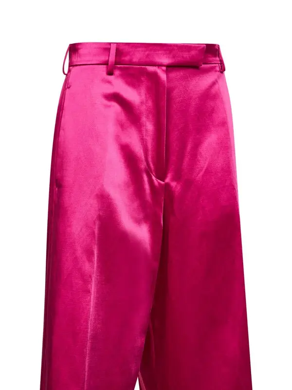 Dries Van Noten Fuchsia Satin Wide-leg Trousers - Multicolor