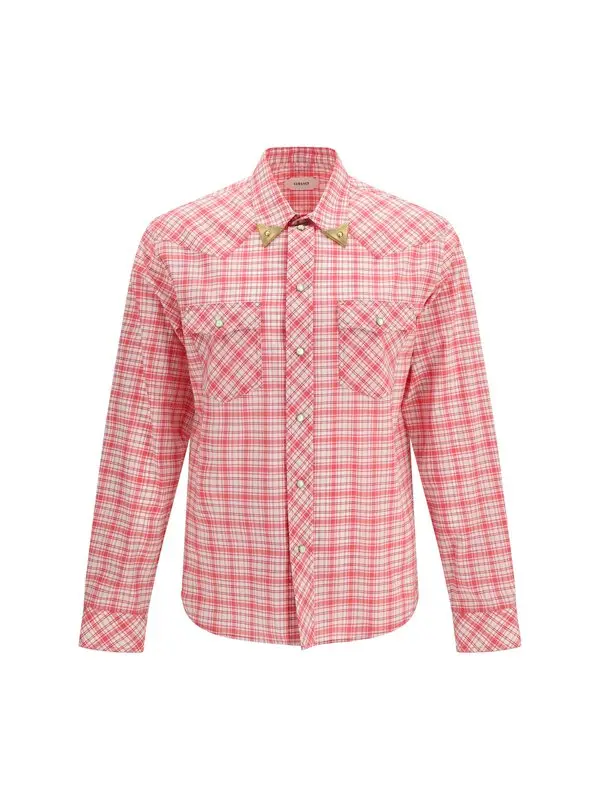Versace Slim Checked Cotton Poplin Shirt - Red
