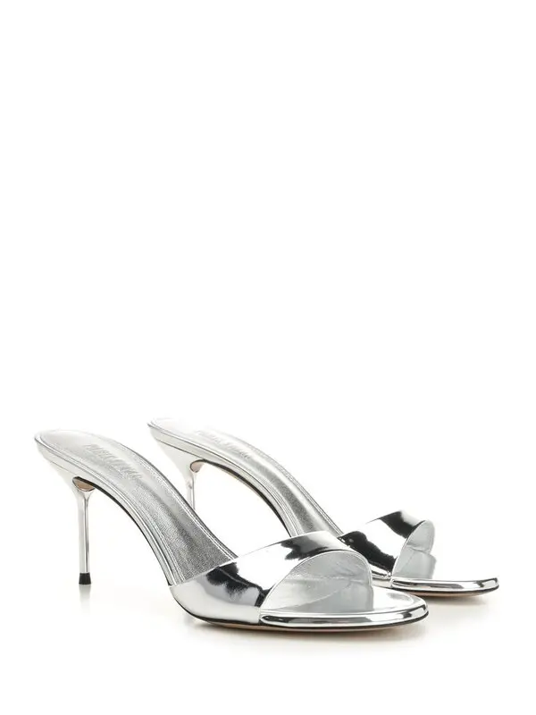 Paris Texas Lidia Mule In Mirrored Leather - Silver
