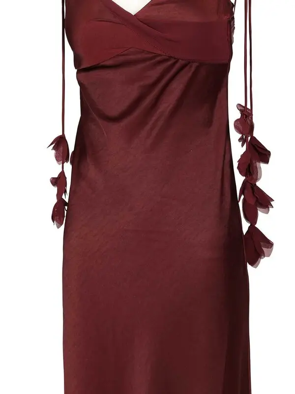 SELF-PORTRAIT Satin Midi Dress With Floral Detail