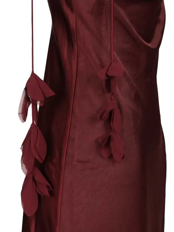 SELF-PORTRAIT Satin Midi Dress With Floral Detail