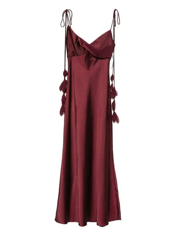 SELF-PORTRAIT Satin Midi Dress With Floral Detail