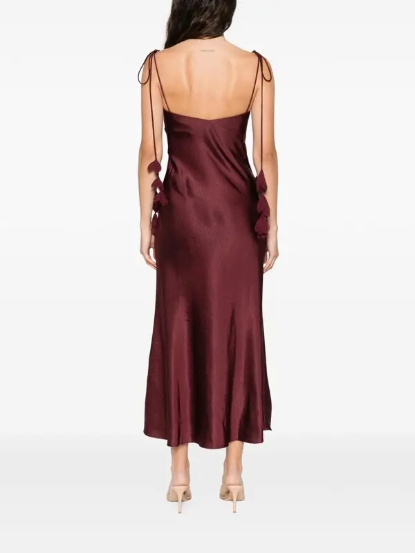 SELF-PORTRAIT Satin Midi Dress With Floral Detail