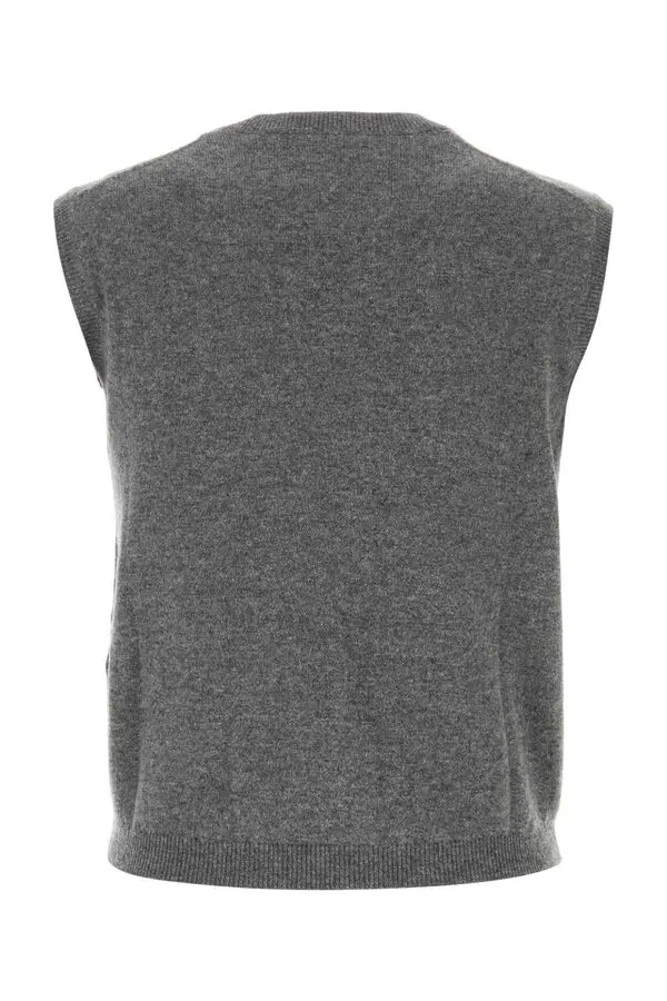 FERRAGAMO Salvatore Grey Stretch Cashmere Blend Vest - Gray