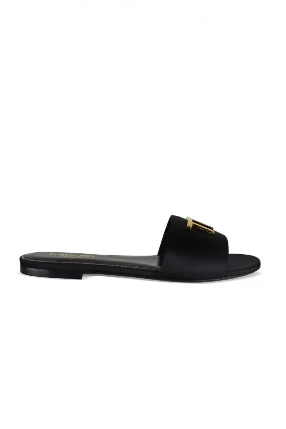 TOM FORD Embossed Logo Leather Slides