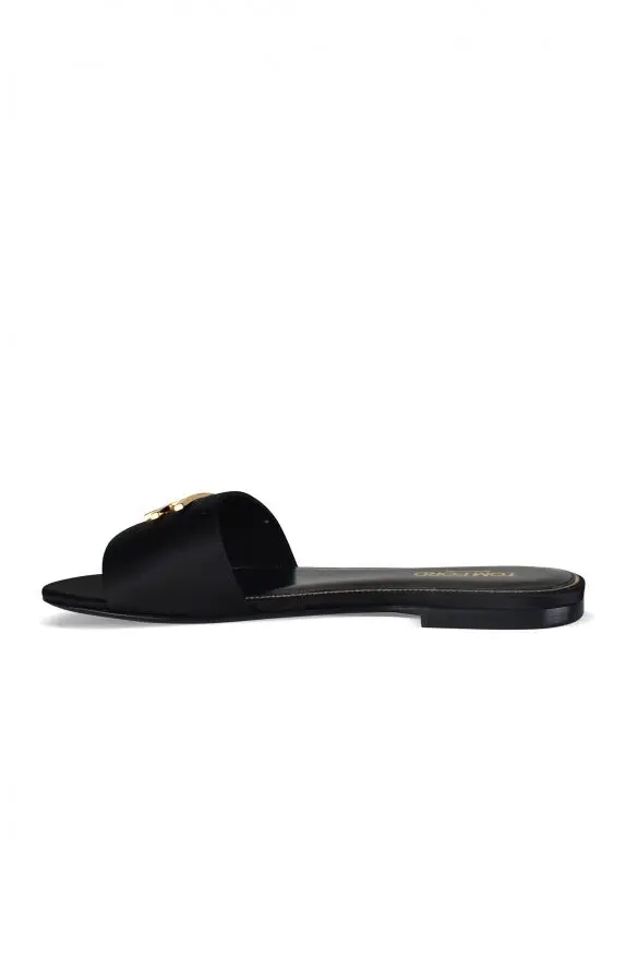TOM FORD Embossed Logo Leather Slides