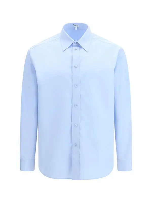 Loewe Classic Cotton Shirt With Embroidered Anagram Logo - Blue