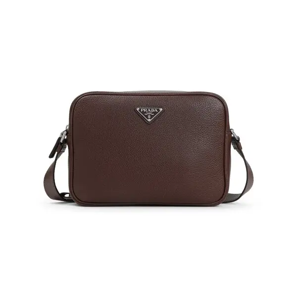 Prada Calf Leather Cross Body Bag - Brown