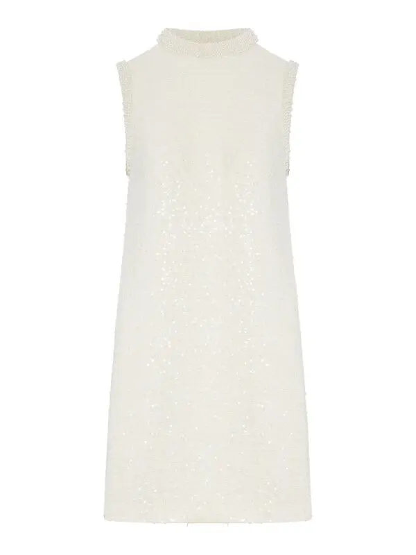 SELF-PORTRAIT Beaded Boucle Mini Dress - Cream