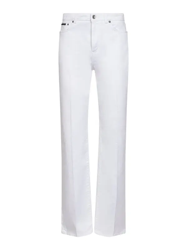 Dolce & Gabbana White Cotton Flared Jeans - Multicolor