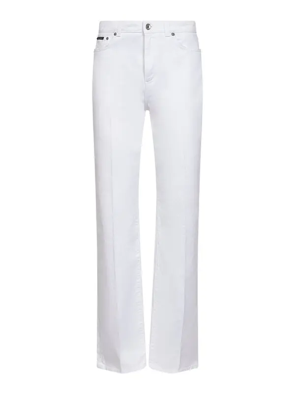 Dolce & Gabbana White Cotton Flared Jeans