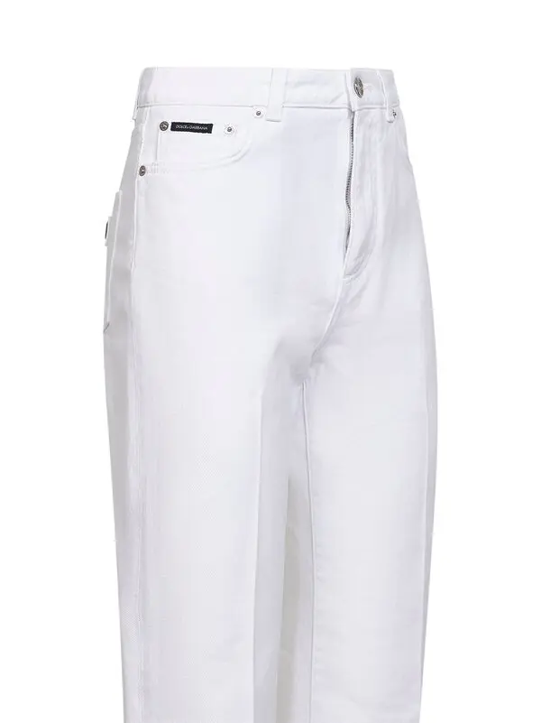 Dolce & Gabbana White Cotton Flared Jeans