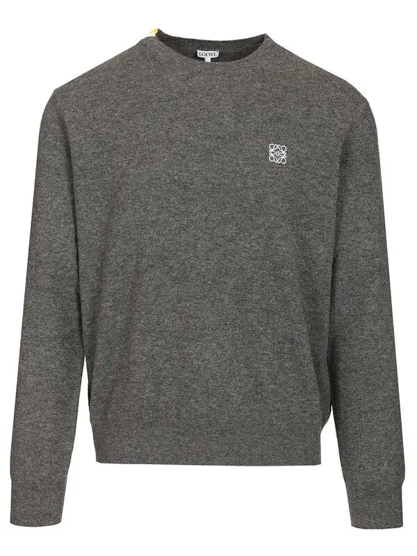 Loewe Midweight Wool Sweater With Two-tone Intarsia Detail