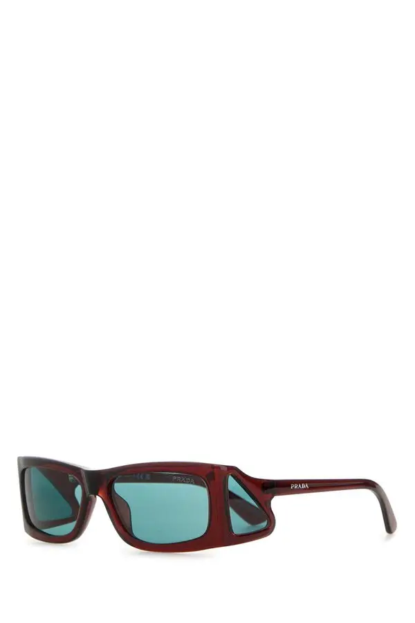Prada Burgundy Acetate Rectangle Sunglasses - Red