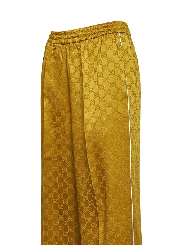 Gucci Gold Gg Jacquard Viscose Blend Trousers
