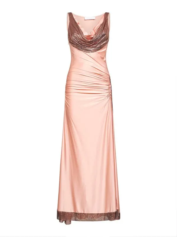 Rabanne Viscose Jersey And Mesh Long Dress - Multicolor
