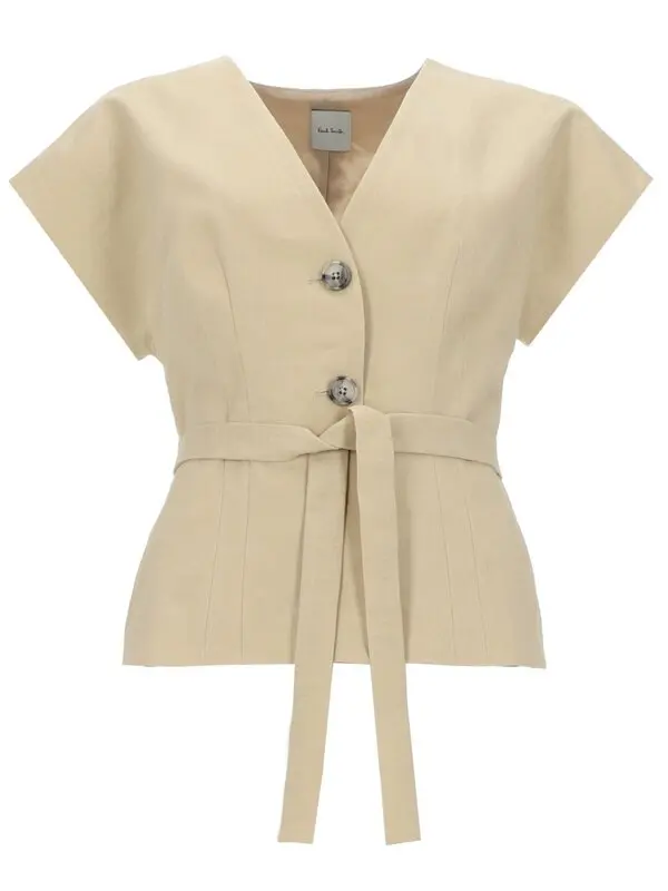 Paul Smith Linen Belted Top - Cream