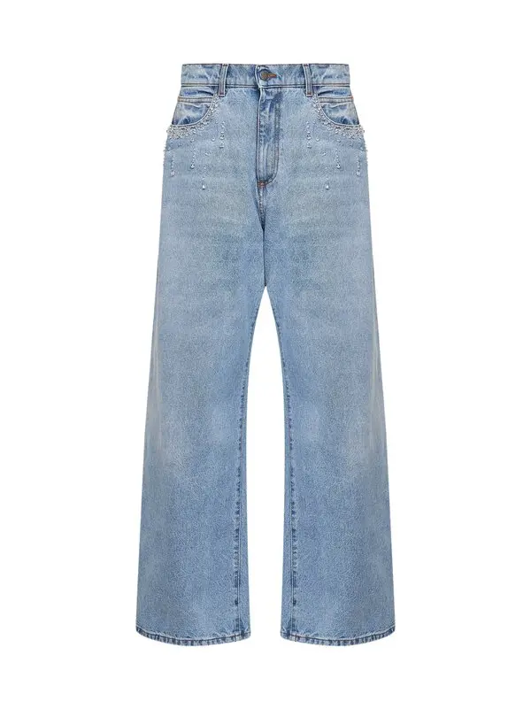 Giuseppe Di Morabito Embellished Wide Leg Denim Jeans - Multicolor
