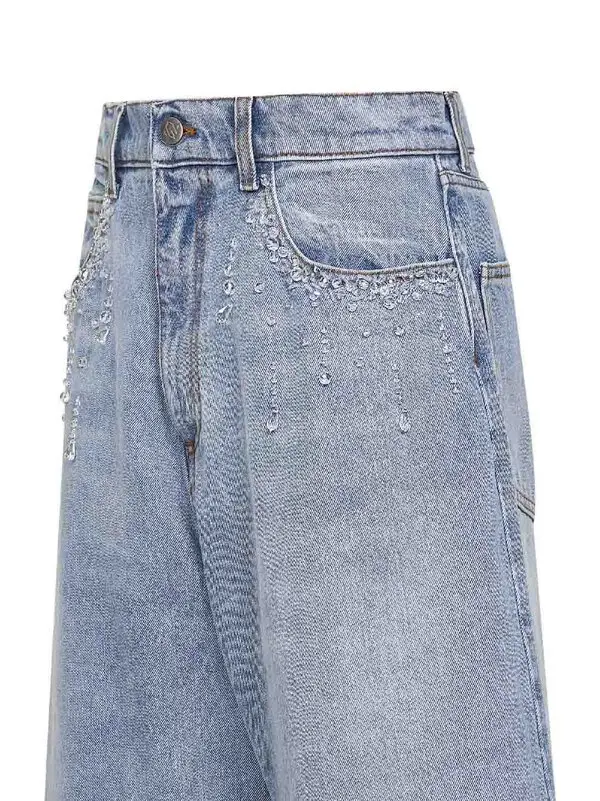 Giuseppe Di Morabito Embellished Wide Leg Denim Jeans - Multicolor