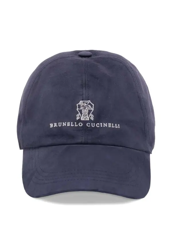 Brunello Cucinelli Leather Cap With Visor - Blue