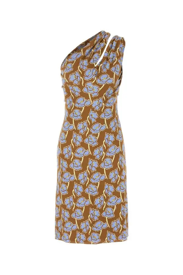 Versace Printed Stretch Crepe One-shoulder Dress - Multicolor
