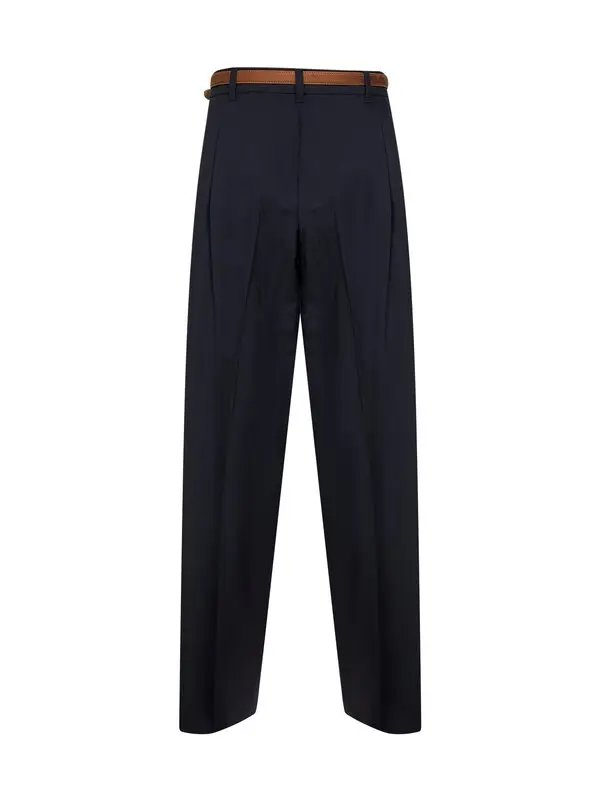 Max Mara Fluid Trousers With Belted Waist - Multicolor