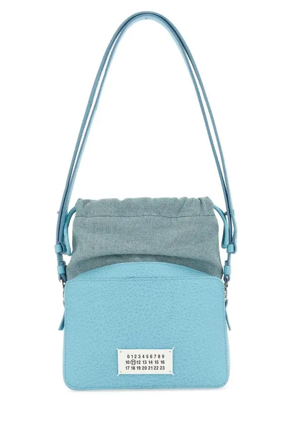 MAISON MARGIELA 5ac Bucket Bag In Leather And Fabric - Blue