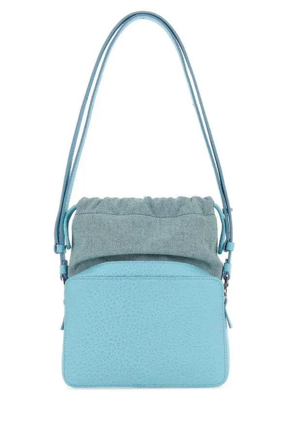 MAISON MARGIELA 5ac Bucket Bag In Leather And Fabric - Blue