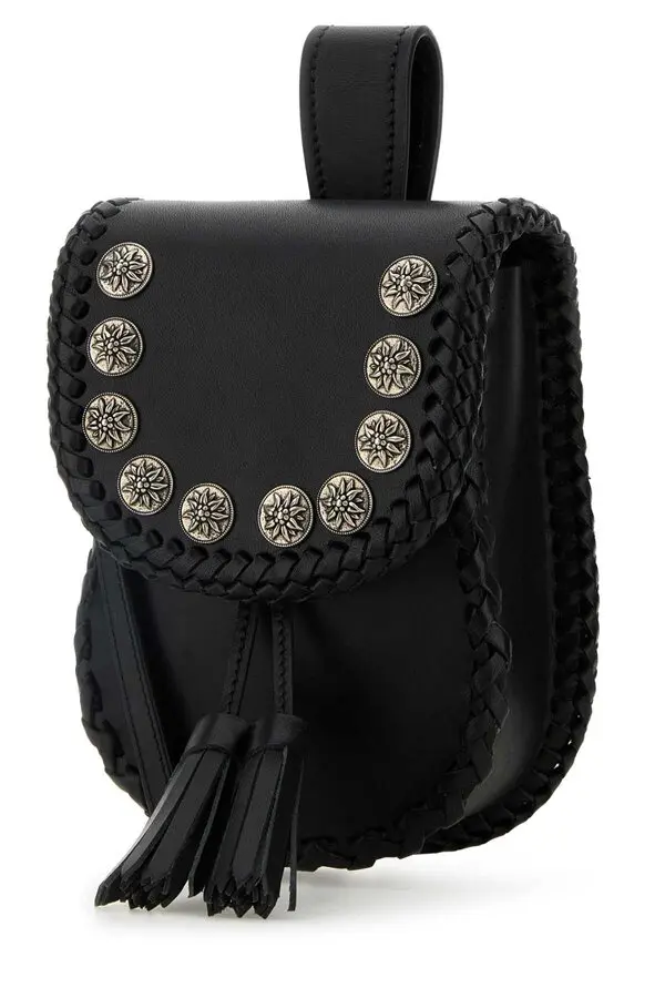 Prada Leather Crossbody Bag With Embellishments - Black