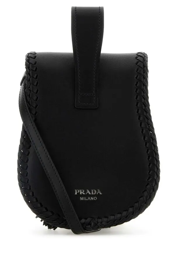 Prada Leather Crossbody Bag With Embellishments - Black