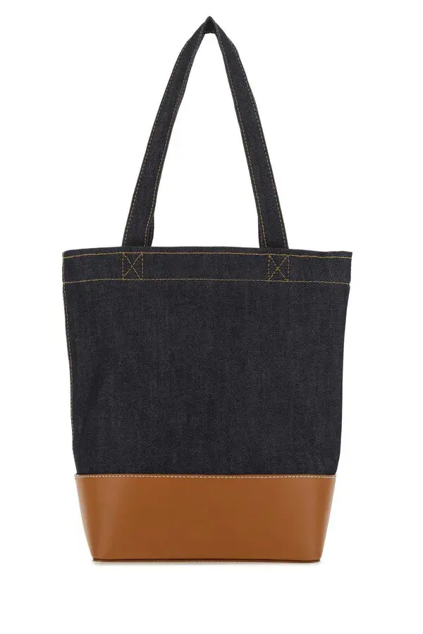 A.p.c. Two-tone Denim And Leather Shopping Bag - Multicolor