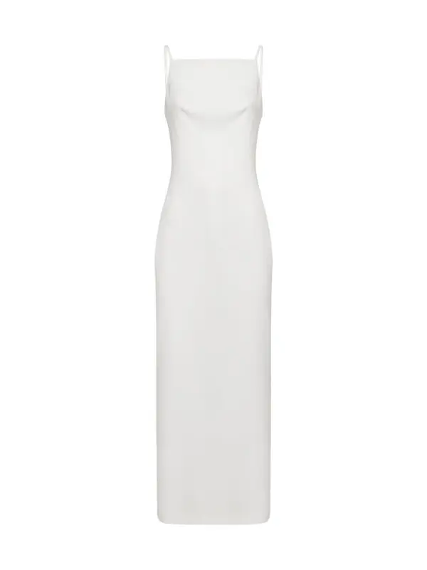 Givenchy Ivory Crepe Cady Long Dress With Slit - Multicolor