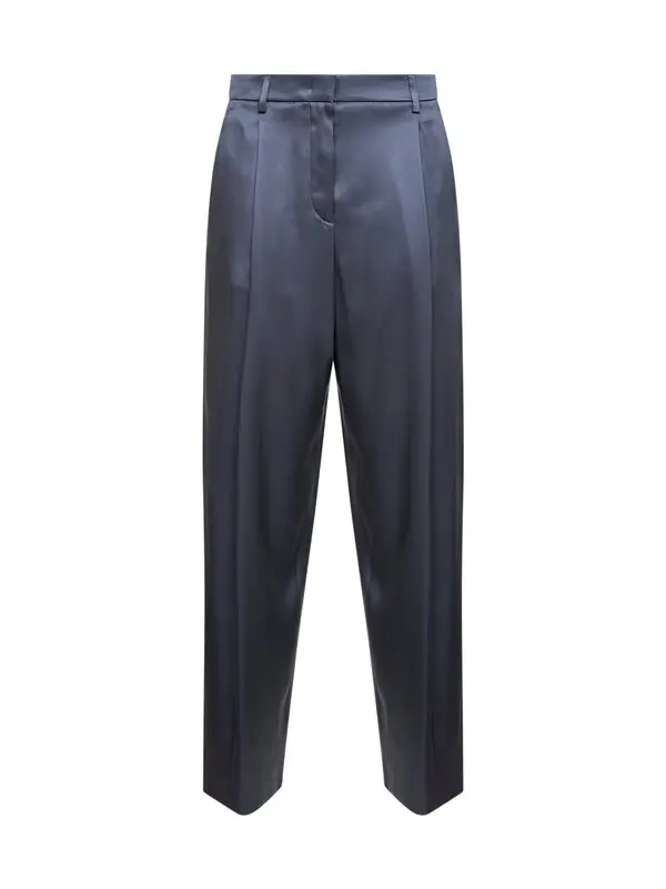 Giorgio Armani Light Blue Double Silk Satin One-pleat Trousers - Multicolor