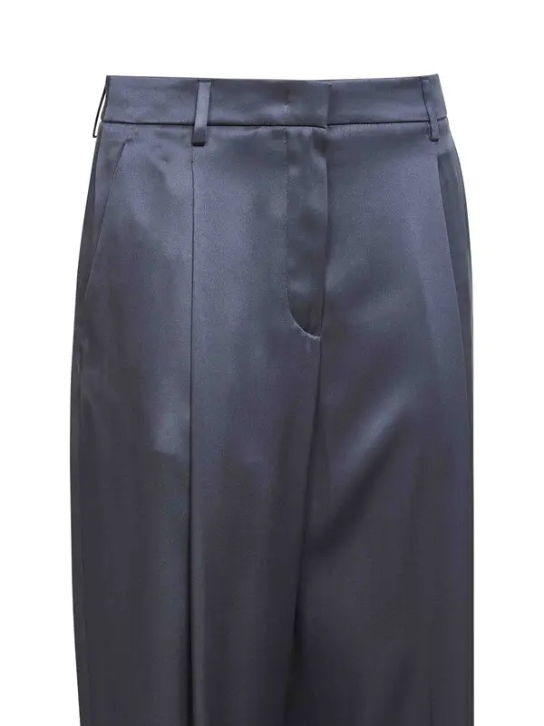 Giorgio Armani Light Blue Double Silk Satin One-pleat Trousers
