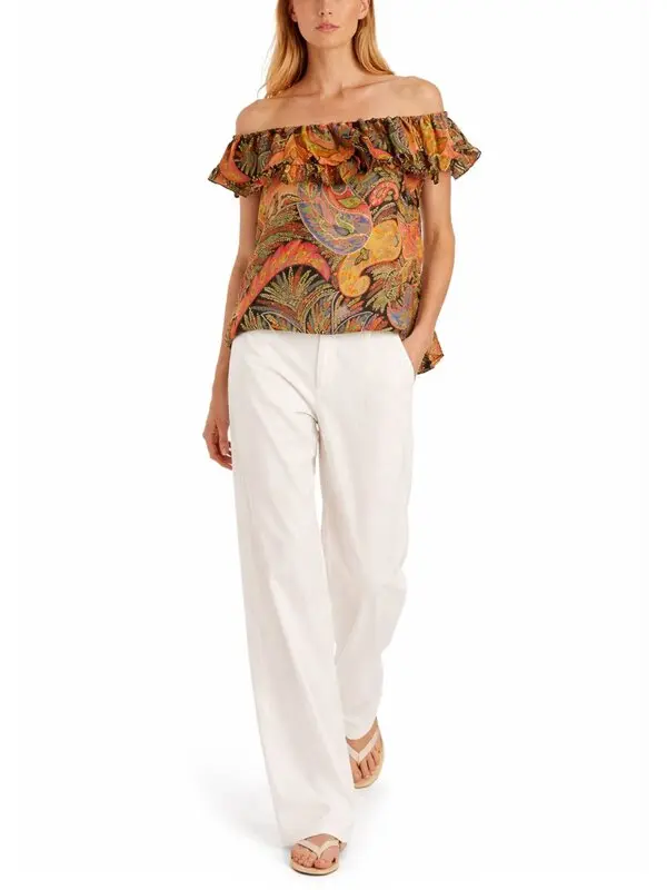 Etro Off-the-shoulder Printed Silk Blouse - Multicolor