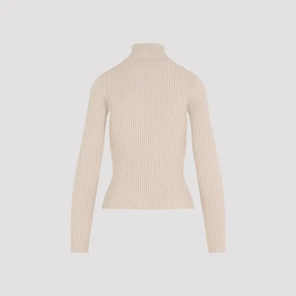 COURREGES Ribbed Knit Roll Neck Jumper With Embroidered Logo - Multicolor