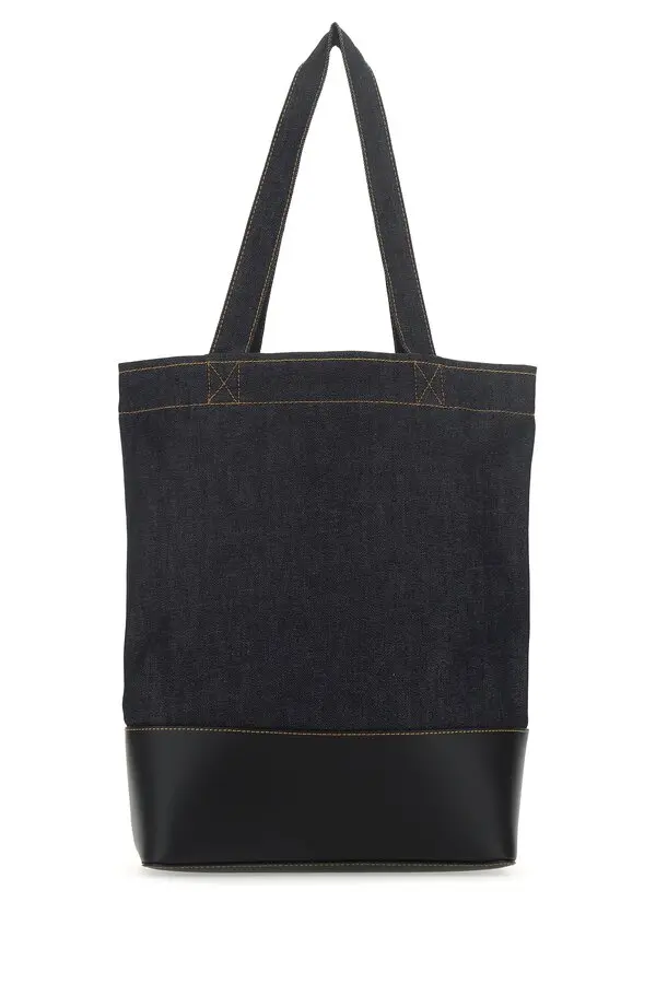A.p.c. Denim And Leather Tote Bag - Blue