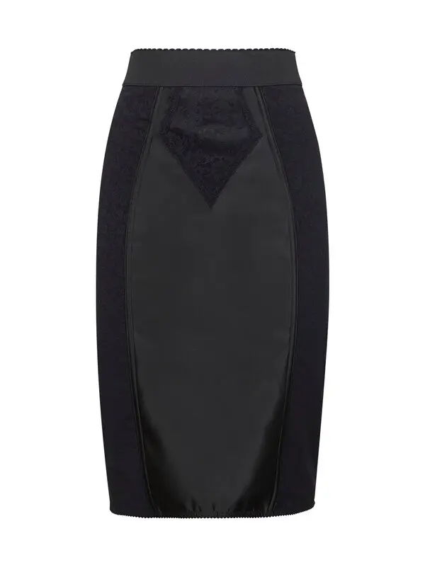 Dolce & Gabbana Black Lace And Marquisette Elastic Midi Skirt - Multicolor