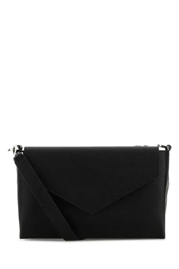 Montblanc Leather Crossbody Bag With Silver Metal Finishing