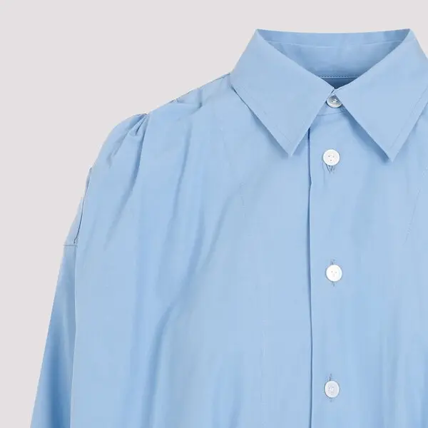 Bottega Veneta Oversized Cotton Shirt With Pleated Back - Blue