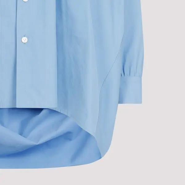 Bottega Veneta Oversized Cotton Shirt With Pleated Back - Blue